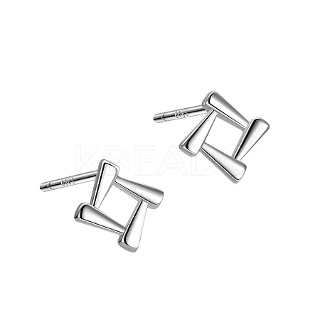 Anti-Tarnish Rhodium Plated Square 999 Fine Silver Stud Earrings for ...