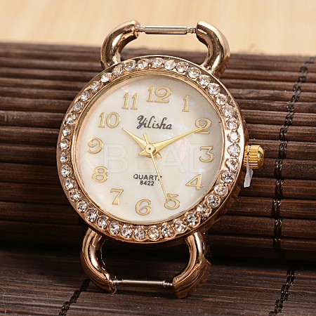 Wholesale Golden Tone Flat Round Alloy Rhinestone Quartz Watch Face ...
